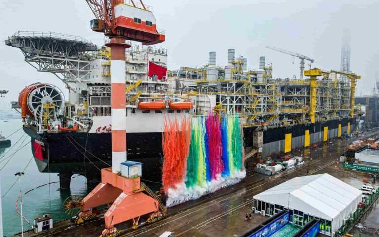The floating oil platform Mero 3 sets sail for Brazil